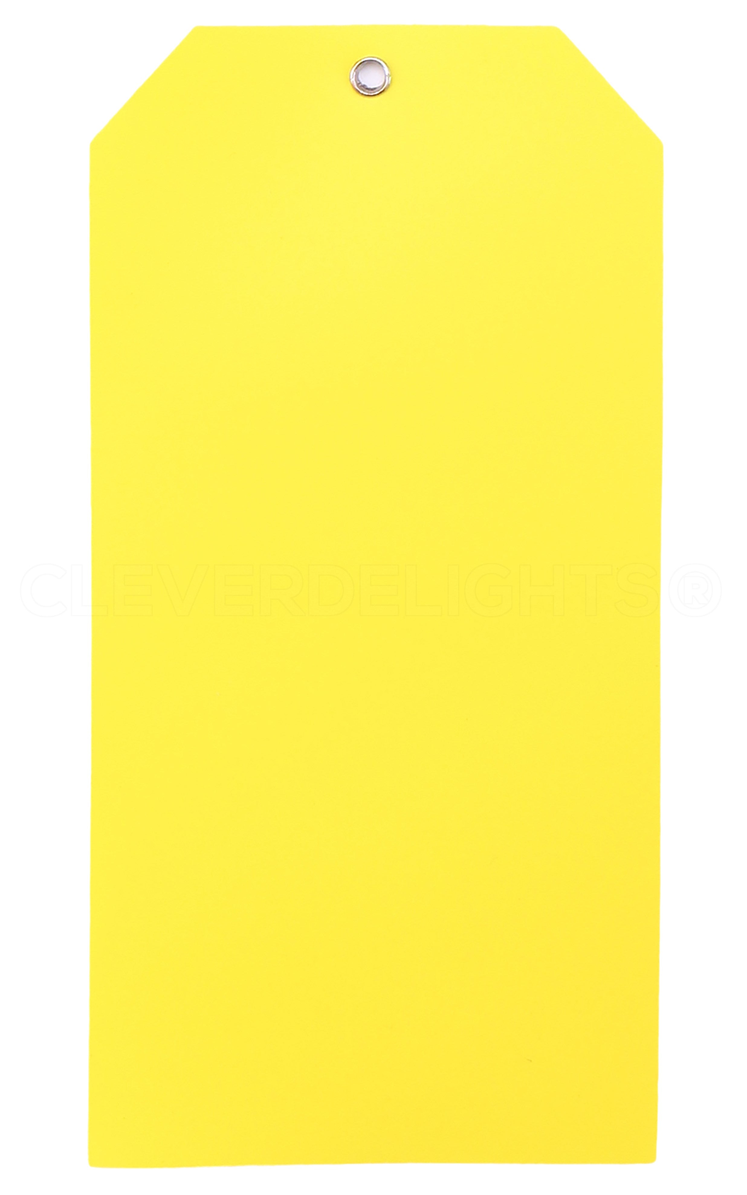 CleverDelights Yellow Plastic Tags - 6.25" x 3.125"