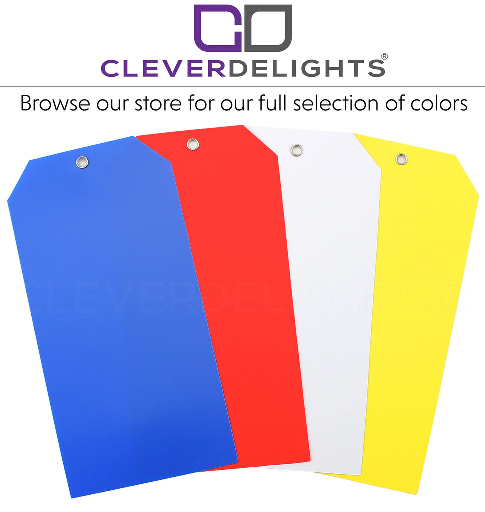 CleverDelights Yellow Plastic Tags - 6.25" x 3.125"