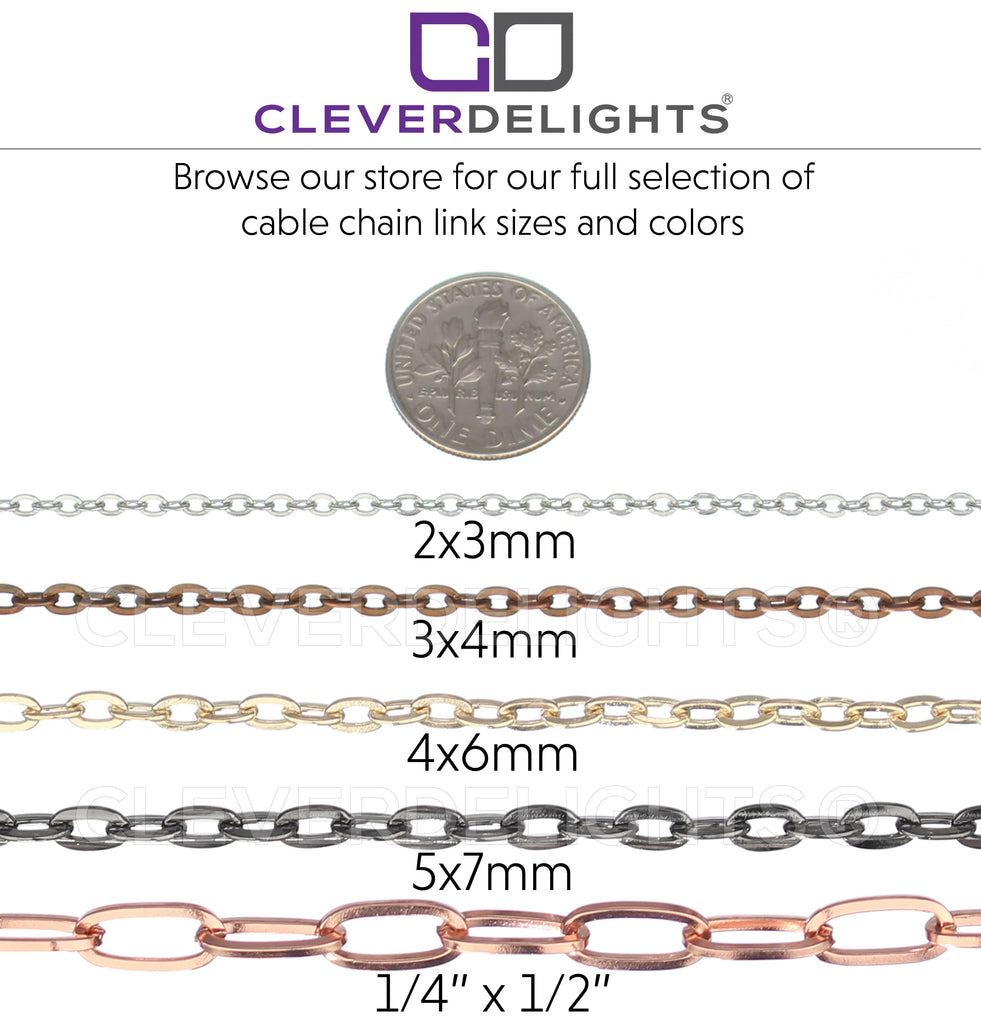 CleverDelights Bulk Cable Chain - 4x6mm Link - Antique Bronze Color